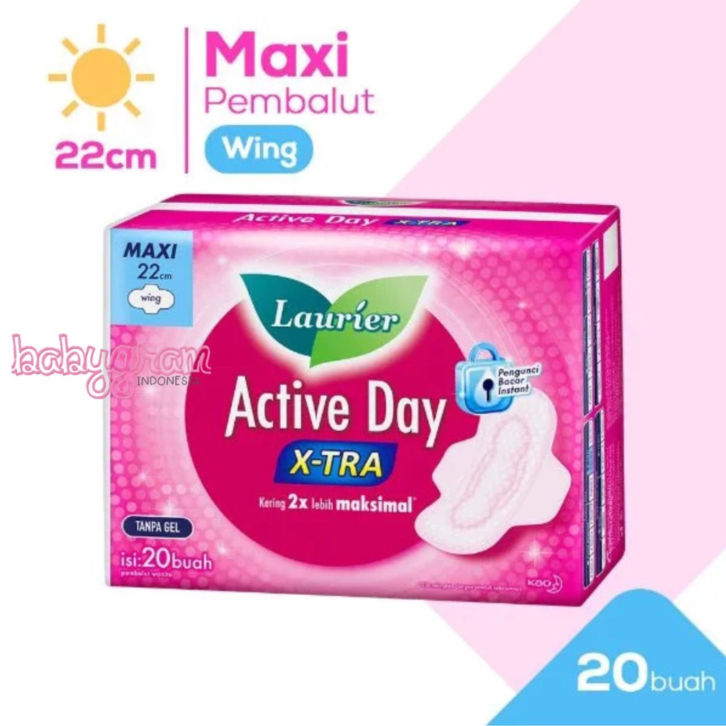 Laurier Active Day Xtra Maxi Wing 22cm 20 Pads - Daily Pads | Shopee ...