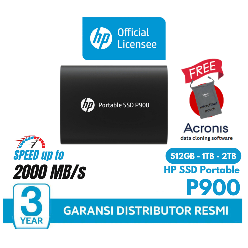 Hp SSD P900 Portable SSD 512GB / 1TB / 2TB 2000MB/s External SSD ...