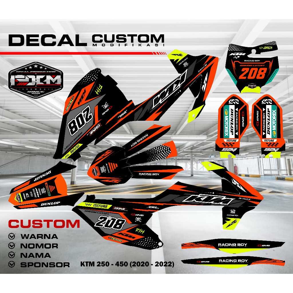 Cool KTM Sticker Decal 250-450 Years 2020-2022 FULLBODY ORANGE STABILO ...