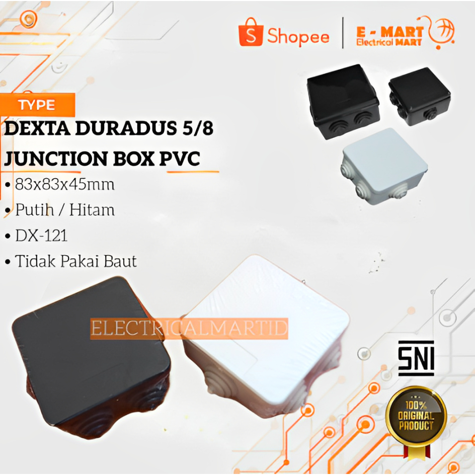 DEXTA Duradus 83x83x45mm PVC Dorados Juction BOX BOX Black White 5/8 DX ...