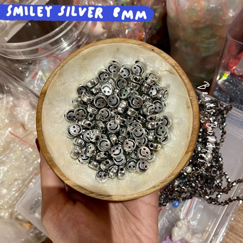 Mote Silver Smiley 8 mm per 10gr | Shopee Malaysia