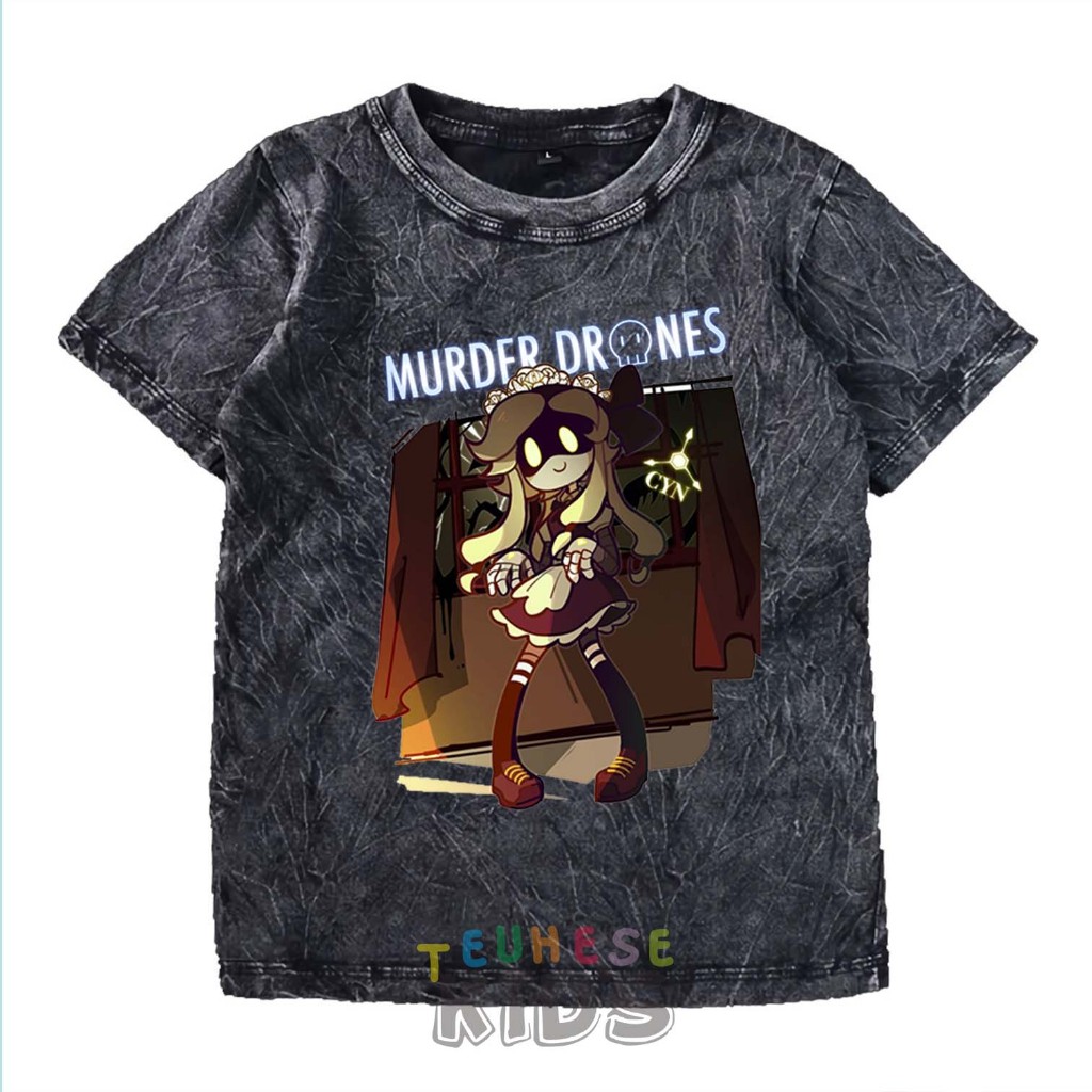 (FREE Name) Children's washed Top T-Shirt With Character motif "MURDER ...