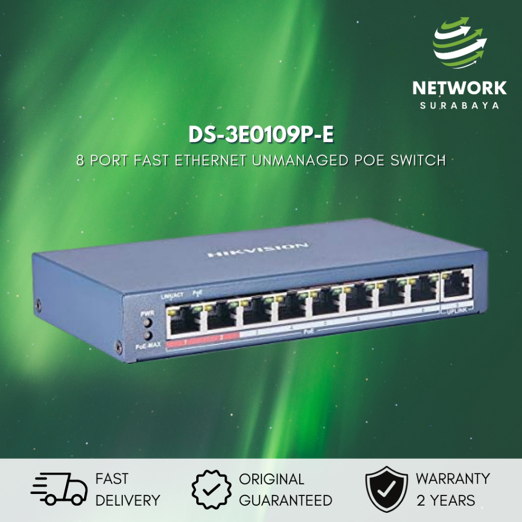 HIKVISION DS-3E0109P-E 8 Port Fast Ethernet Unmanaged POE Switch ...