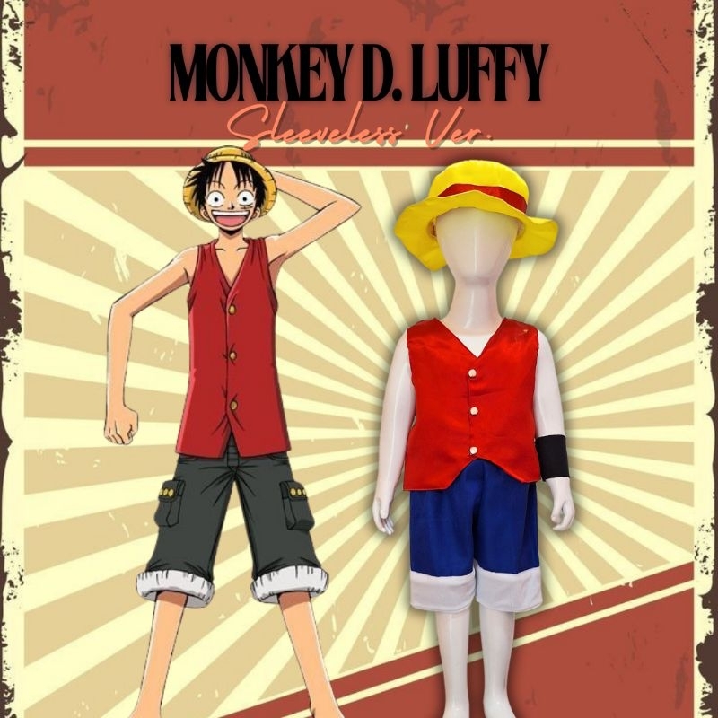 Monkey D Costume. Luffy One Piece Vest Version for Children and Adults ...