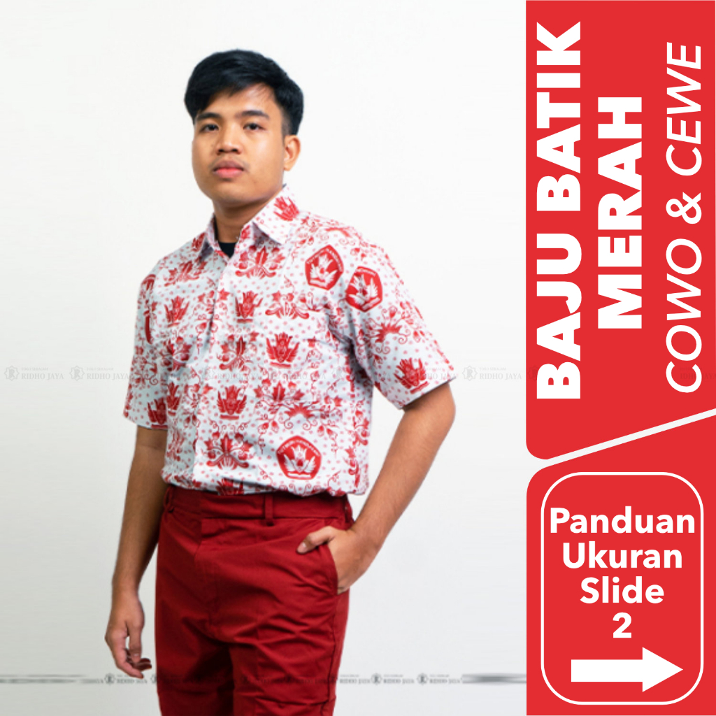 MERAH RIDHO JAYA - Short National Red Batik School Uniform for ...