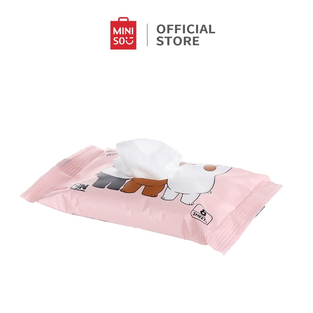 MINISO x We Bare Bears Tissue Gentle Unscented Cleansing Wipes 10 pcs*6 ...