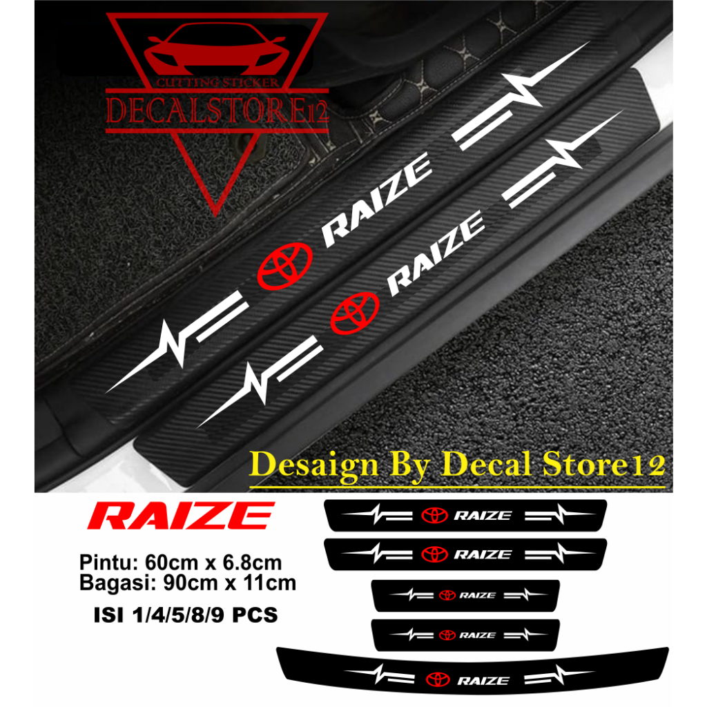 Sticker 9pcs carbon/carbon 3d Sticker sillplate Car Door Step toyota ...