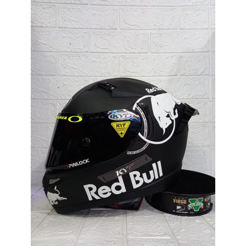 Helmet KYT K2 RIDER SOLID BLACK DOFF RED BULL Handsome Package | Shopee ...