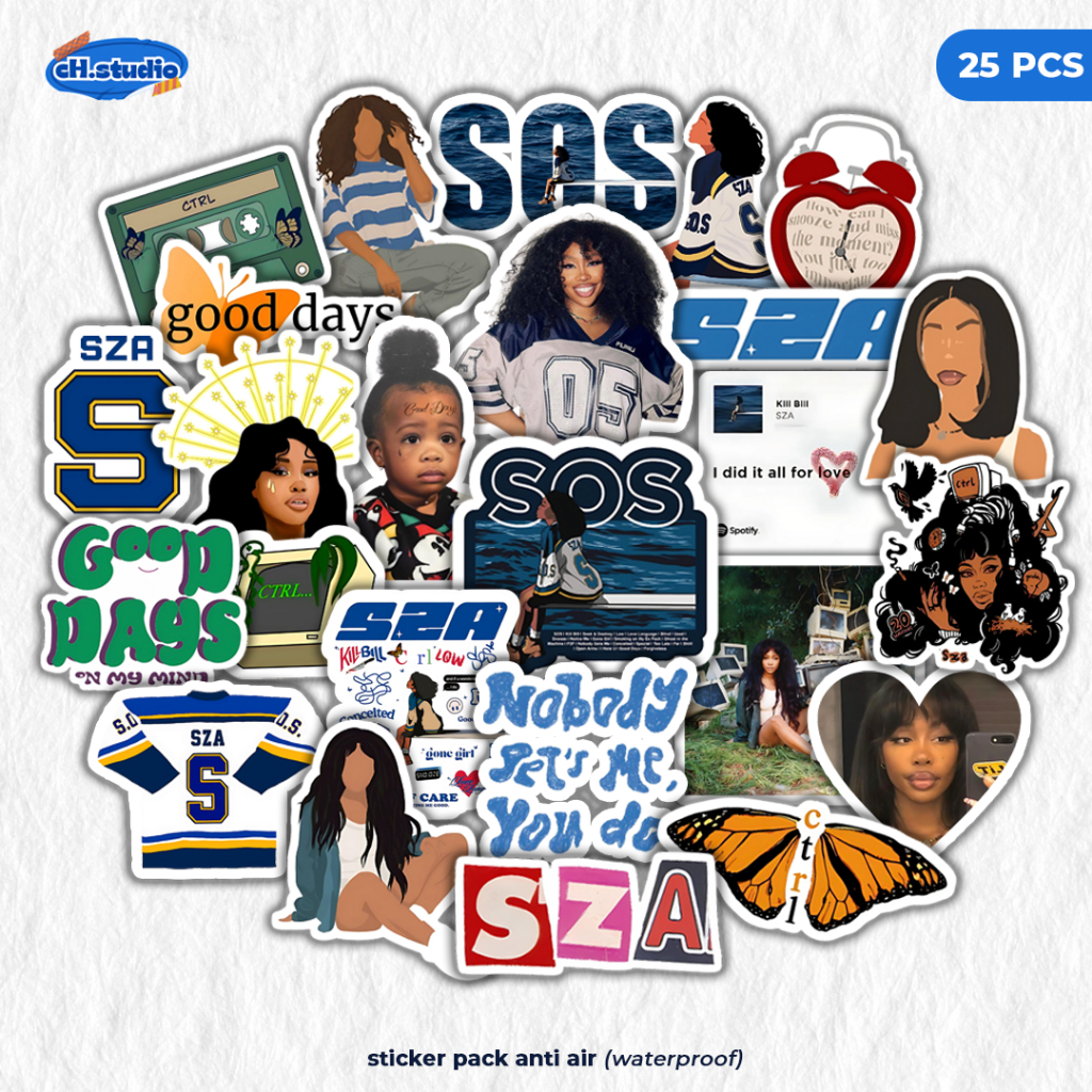 Sticker Pack 25pcs Sza Nobody Gets Me SOS Sza Aesthetic Cute Vinyl ...