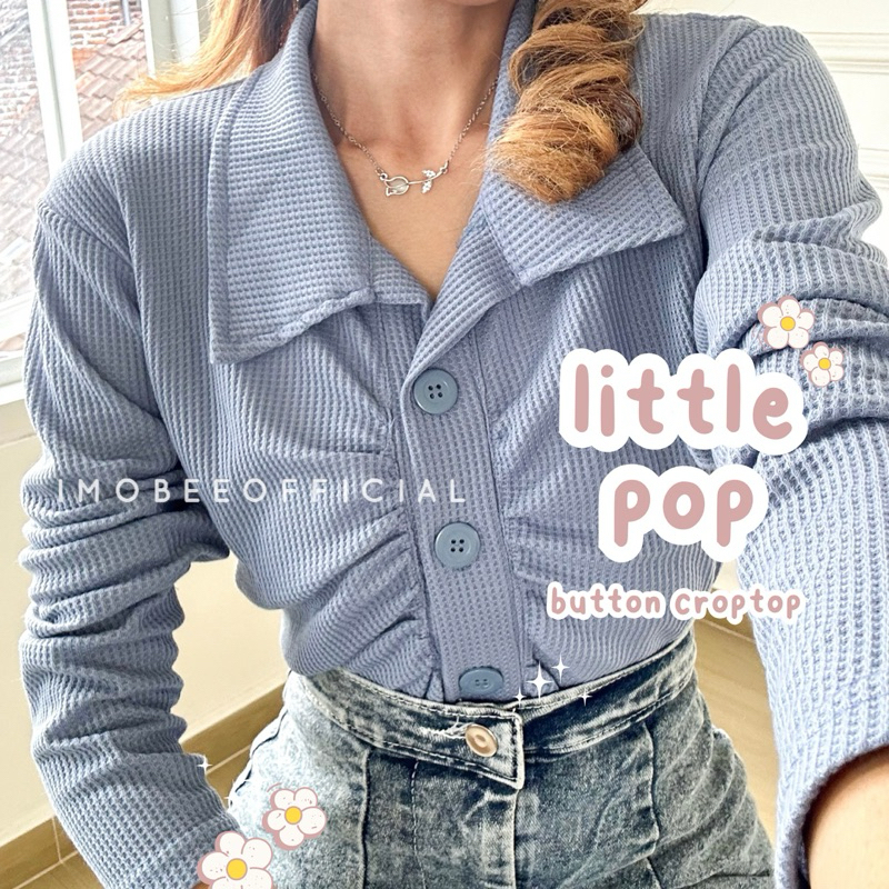 Little POP BUTTON CROPTOP // SLIM FIT BODY BUTTON WRINKLED CROP TOP ...