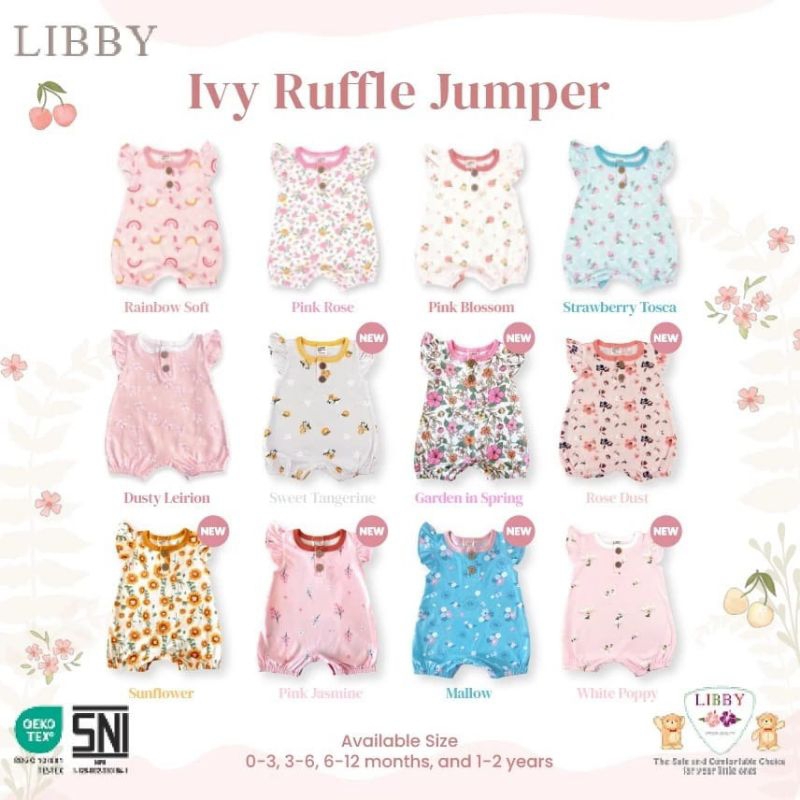 Libby Baby Girl Jumper Ruffle IVY Motif Baby Romper 0-2 Years (1pcs ...