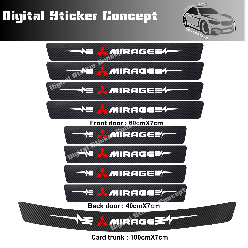 Carbon 3D Car MITSUBISHI MIRAGE STICKER CARBON 3D Step BUMPER Car Trunk ...