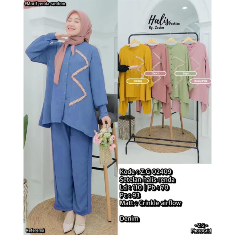 Halis CRINKLE AIRFLOW Combi Lace Suit/ONE SET CRINKLE AIRFLOW | Shopee ...