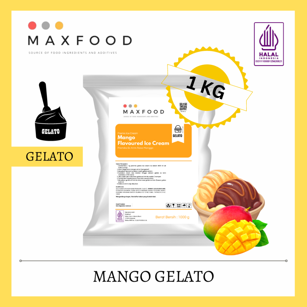 Maxfood - Gelato Powder Mango / Mango Flavored Gelato Powder 1 KG ...