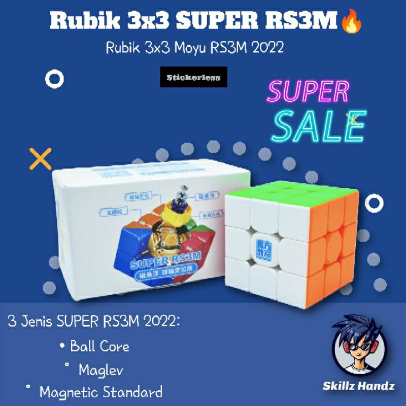 Rubik 3x3 Moyu SUPER RS3M 2022 (Stickerless) Magnetic, Maglev, Ball ...