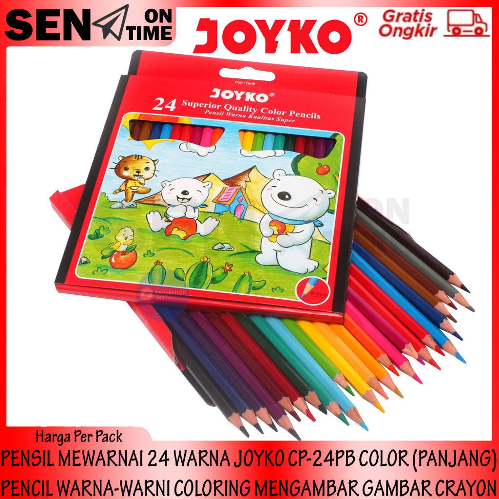 Joyko CP - 24PB COLOR PENCIL COLORING PENCILS (LONG) 24 SET COLORFUL ...
