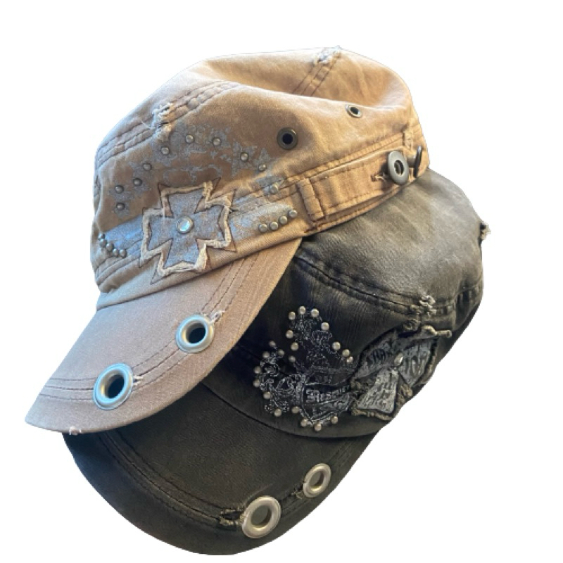 Y2k Army Cap Cadet Punk (brown & Black darkside) | Shopee Malaysia