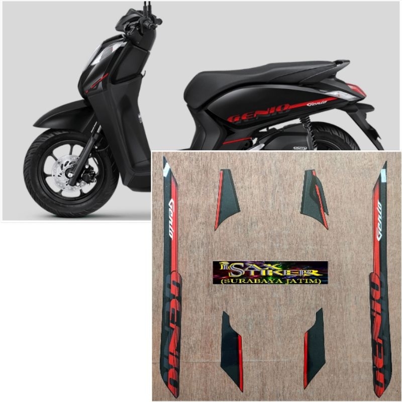MERAH HITAM Original 2023 Honda Genio CBS black red trim Striping ...