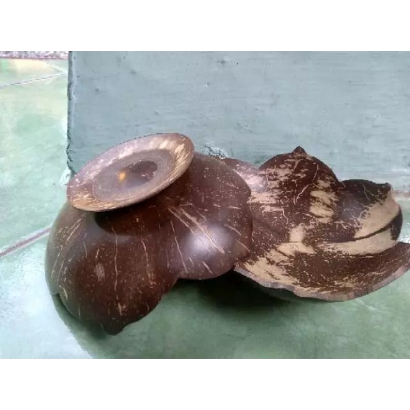 Lotus flower motif coconut shell saucer, unique saucer, | Shopee Malaysia