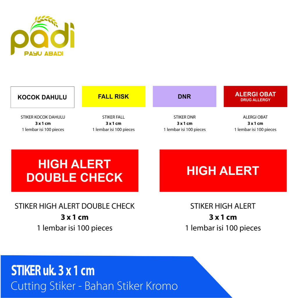 High Alert Sticker | High Alert Double Check | Shake First | Fall Risk ...