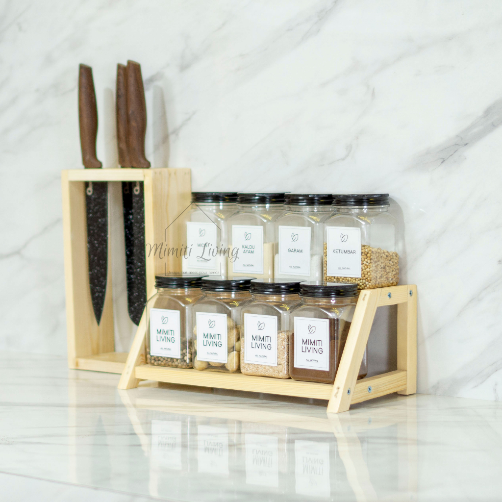 KAYU Multi-purpose stacking wooden shelf / multi-level kitchen spice ...