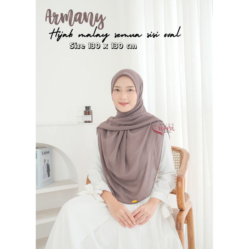 Armany Hijab Malay Oval All Sides (130x130cm), 2 Layer Veil Set ...