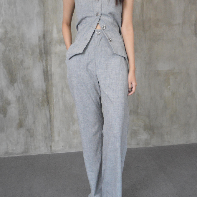 Nine Studio - Piper Pants Grey | Shopee Malaysia