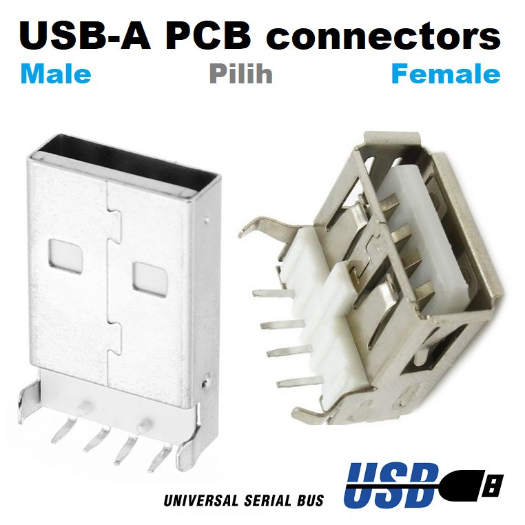 Socket USB type-A PCB Hole Connector Male Female charger adapter Socket ...