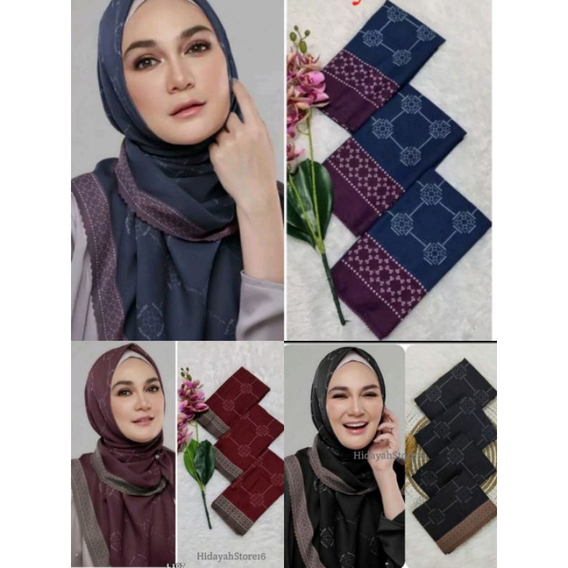 VOAL RECTANGULAR HIJAB WITH LUNA MAYA SERIES MOTIF/ JILBAB/ RECTANGULAR ...
