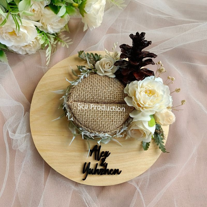 KAYU Ring Holder For Delivery Of Application & Wedding Aesthetic Round ...