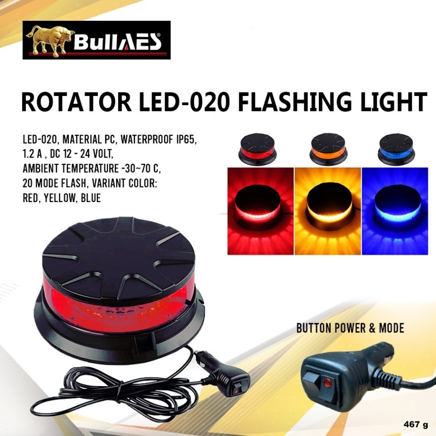 Rotator LED 020 High Power Beacon Flashing Light 12-24V - Blue | Shopee ...