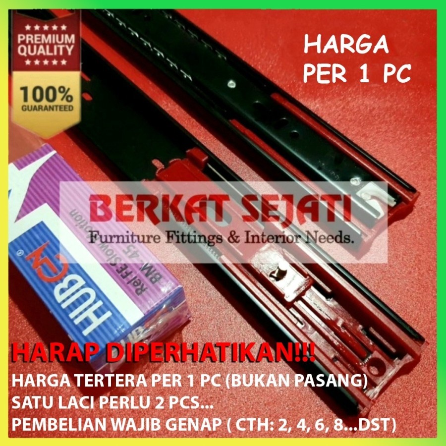 Huben Double Track Drawer Rail Slowmotion Slow Motion Full Extension BM ...