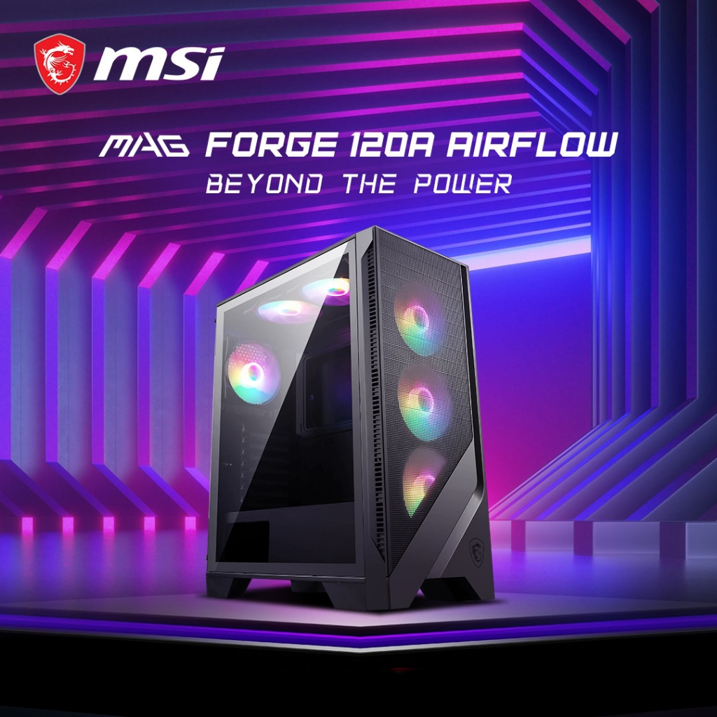 Case PC Gaming MSI MAG Forge 120A Airflow Free 6 Fan RGB ATX Gaming ...
