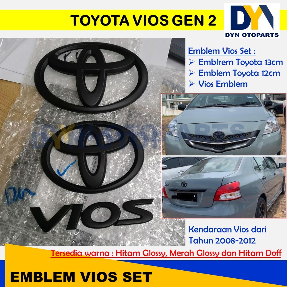 MERAH HITAM Dyn64- Toyota Vios Logo / Emblem Black, Red, Matte Black set, Vios Emblem 2007 2008 ...