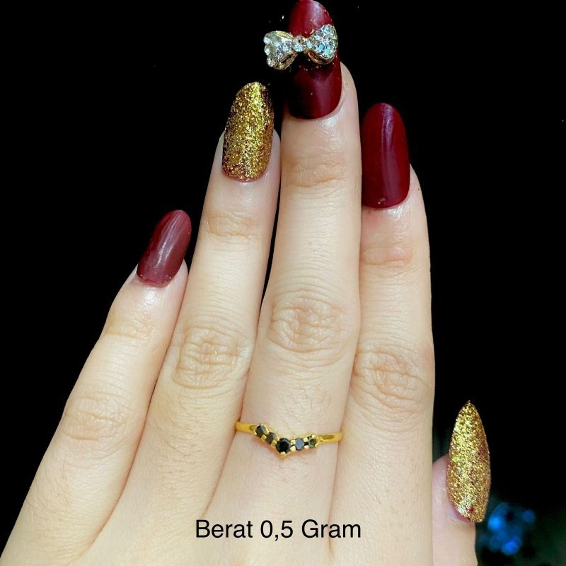MATA Aurel Light Gold Ring with Black Eyes 1⁄2 Gram | Shopee Malaysia