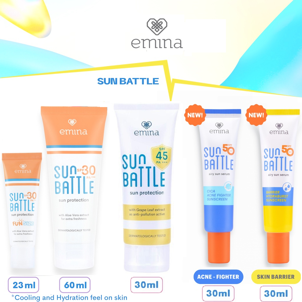 Emina Sun Battle Sun Protection SPF 30 SPF 50 - Sunscreen Cica Acne ...