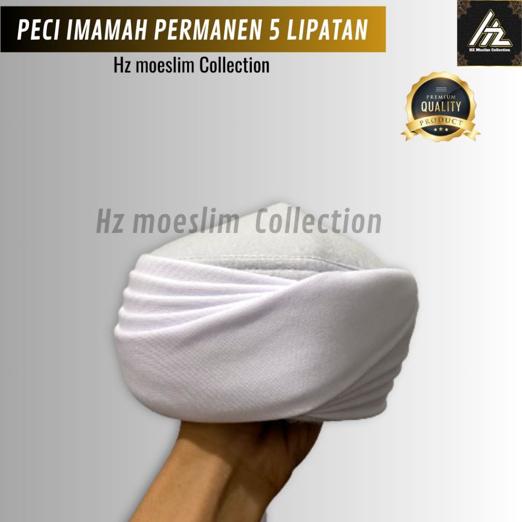 Instant Permanent Imamah Cap 5 Folds Logo for Adults & Children Ready ...