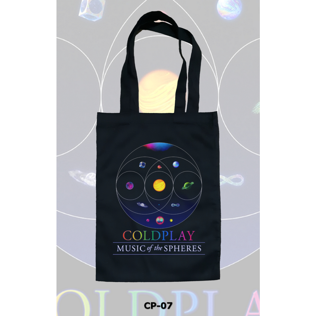 HITAM Black Canvas Tote Bag - Coldplay - Music Of The Spheres | Shopee ...