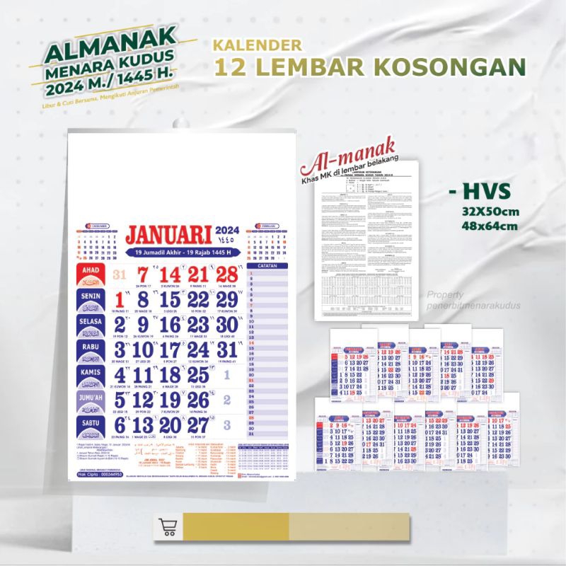 Large 2024 Calendar - original 20l24 Calendar almanak menara kudus ...