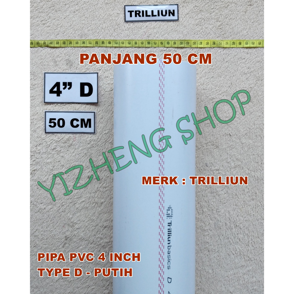 PUTIH Pvc Pipe 4 INCH D WHITE TRILLION LENGTH 50CM | Shopee Malaysia