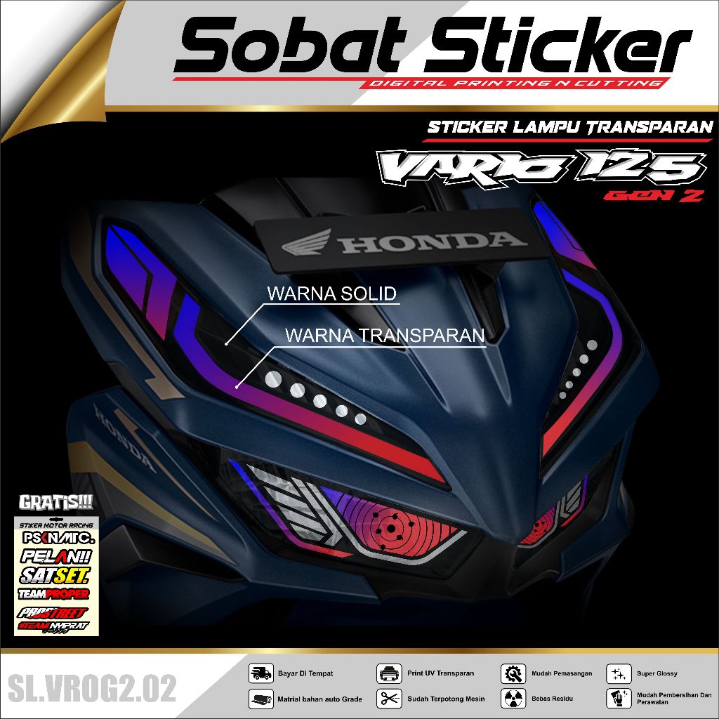 Vario 125 150 GEN 2 Lamp Sticker/Sb Buddy Transparent Sticker Variation ...