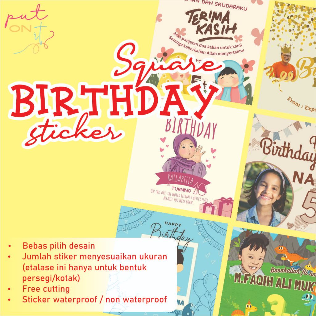 Birthday Greeting sticker / Birthday sticker (square version) | Shopee ...