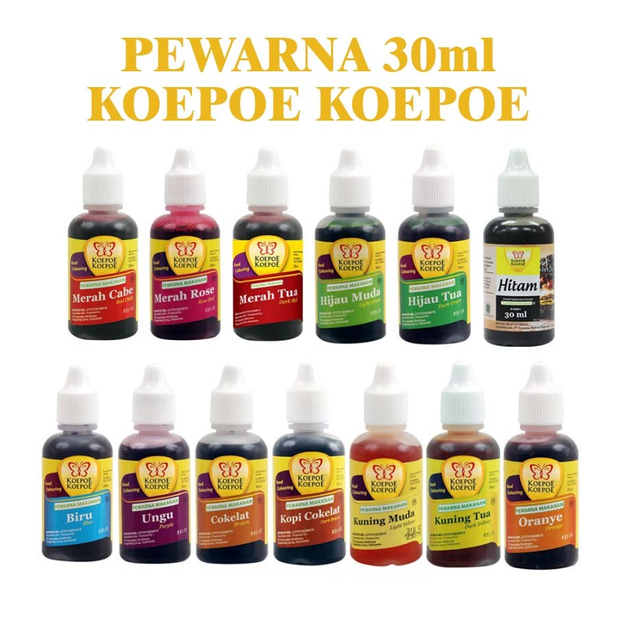 HITAM MERAH HIJAU Koepoe food coloring 30ml / koepoe black coloring ...