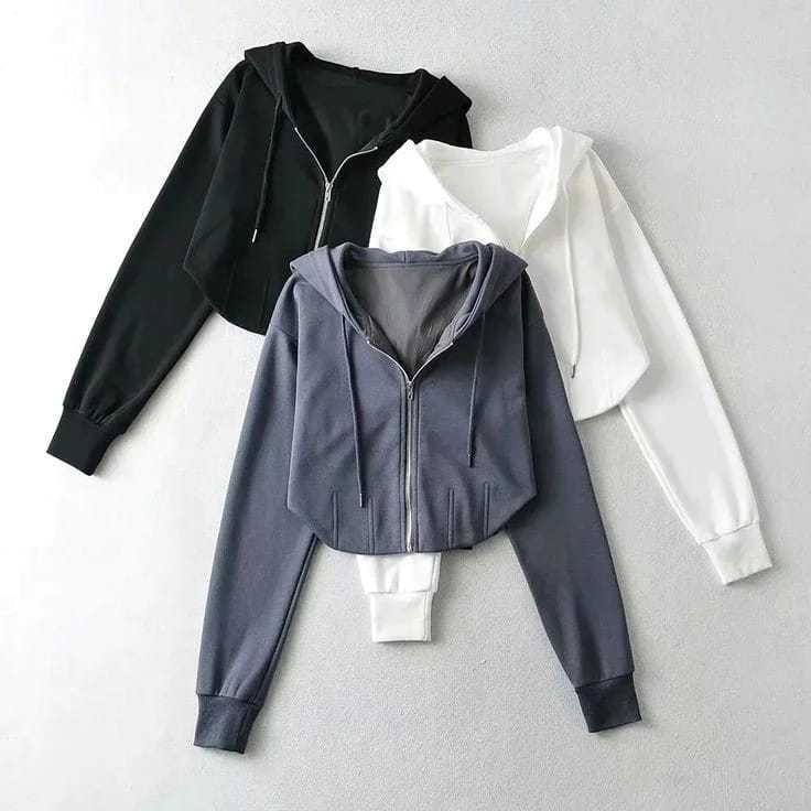 Felicia Embroidery Crop Zipper Jacket Women Oversize - Tops Crop Jacket ...