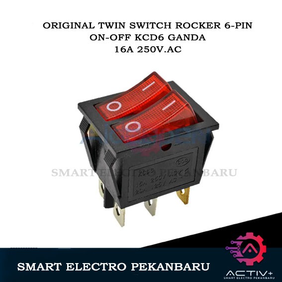 TOMBOL MESIN Original SWITCH ON-OFF DOUBLE SWITCH TWIN 6 Large PIN (16A-250V/ 20A-125V) KCD6 203 ...