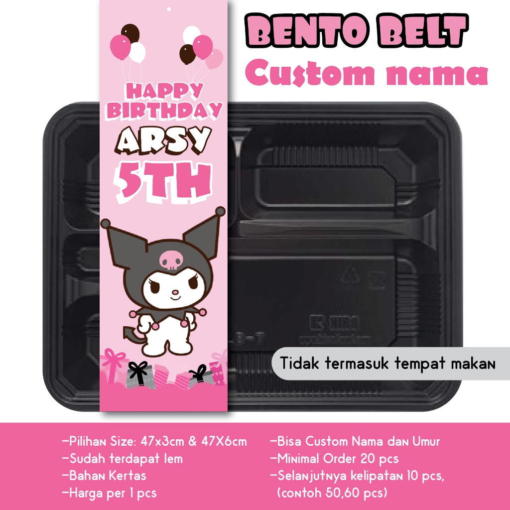Bento BELT KUROMI CINAMOROLL MY MELODY PAPER BELT CUSTOM Name PAPER ...