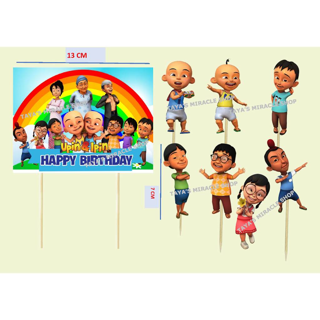 Topper/topper/birthday Cake Decoration/Happy Birthday Upin & Ipin ...