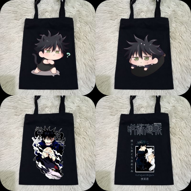 HITAM Jujutsu Kaisen Anime Megumi Black Tote Bag 100% Premium Canvas ...