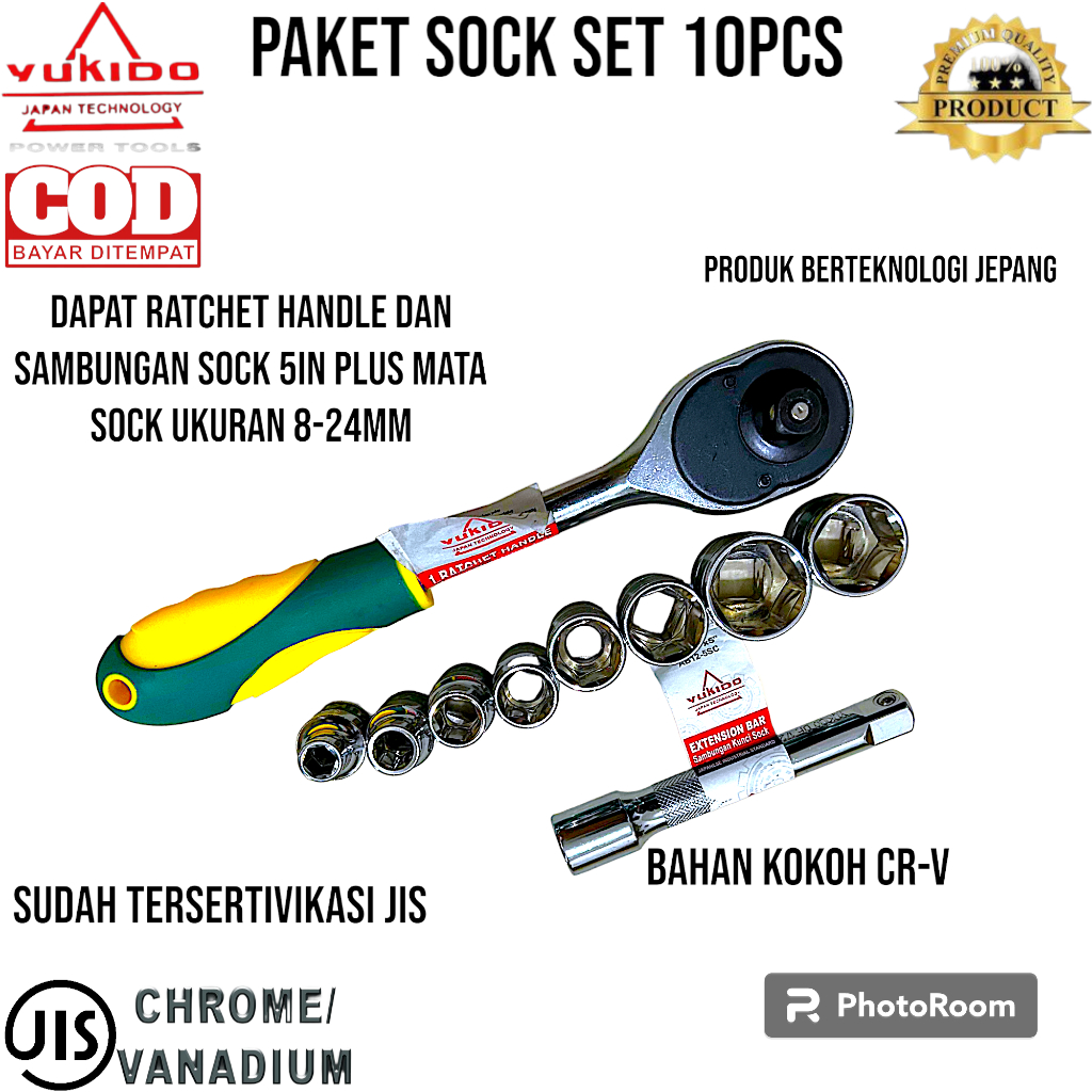 MATA Top 1 Shock Wrench Set 10PC CRV Drive Socket Wrench Set Socket ...