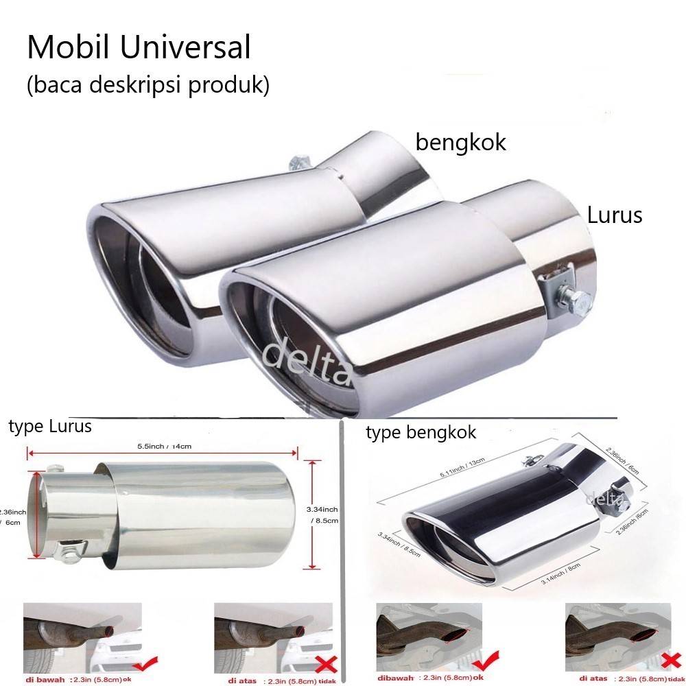 Chrome car exhaust tail diameter 60 milli Universal and Avanza (read ...